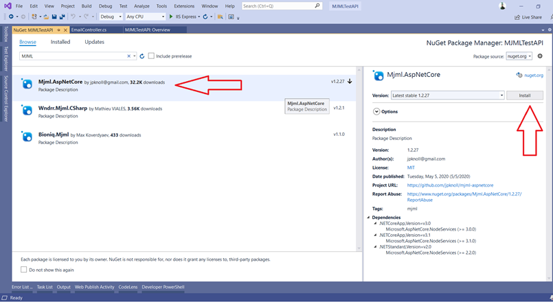 Generate HTML From MJML Syntax In ASP.NET Core API Using Mjml.AspNetCore Package